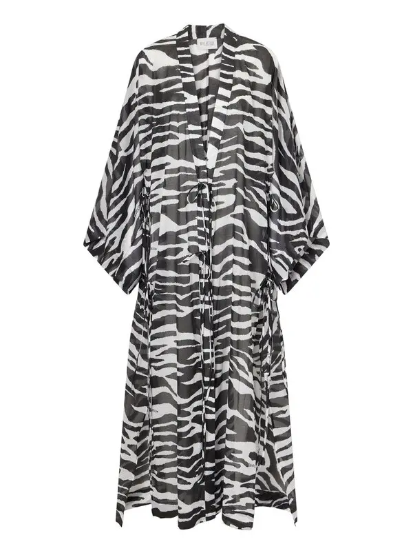 Attico Zebra-print Cotton Kaftan - Black