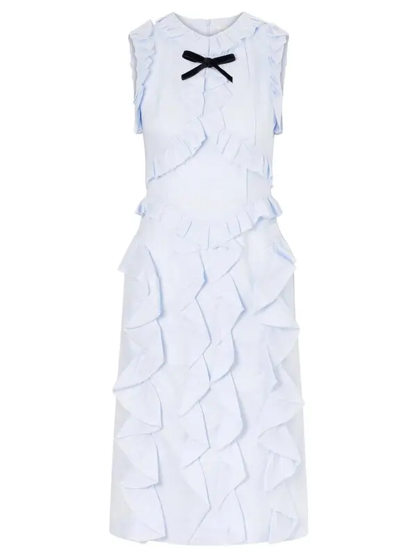 SHUSHU/TONG Ruffled Linen Midi Dress - Blue