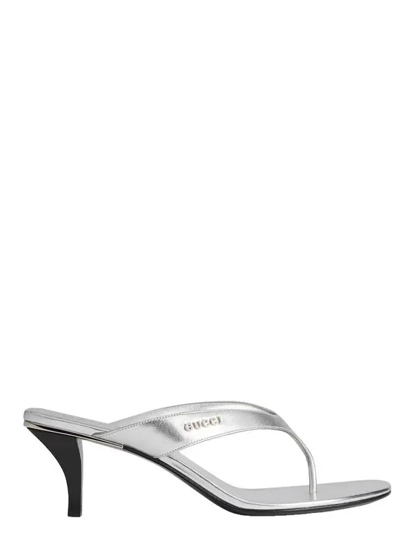 Gucci Metallic Leather Vittoria Thong Sandal - Silver