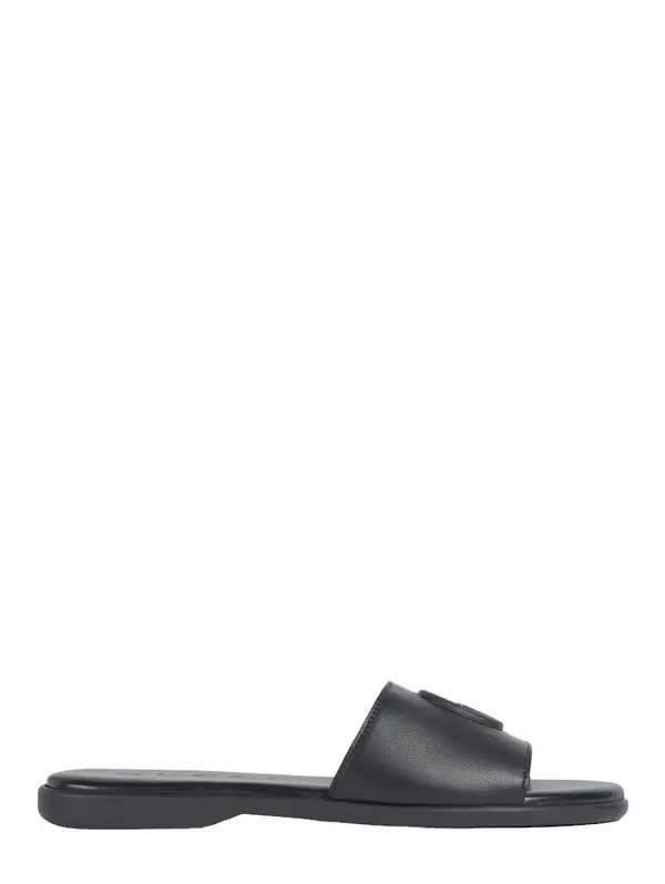 Gucci Double G Leather Slide Sandal - Black