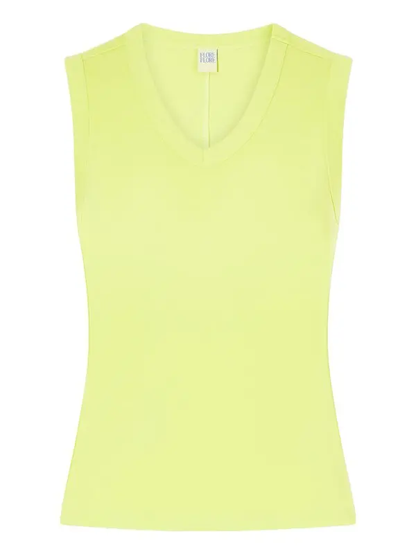 FLORE FLORE Jill' Organic Cotton-jersey V-neck Tank Top - Yellow