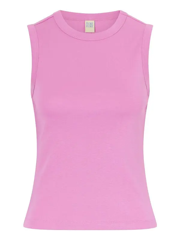 FLORE FLORE Esmé Ribbed Organic Cotton-jersey Tank - Pink