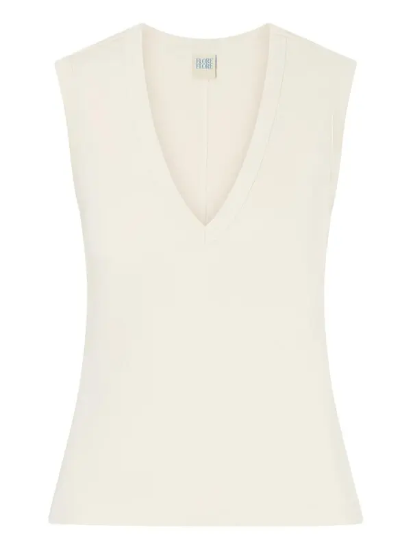 FLORE FLORE Dewi Organic Cotton V-neck Tank - Neutrals