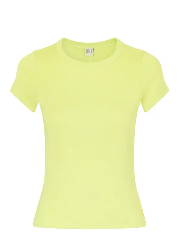 FLORE FLORE Ribbed Organic Cotton-jersey Baby Tee - Yellow