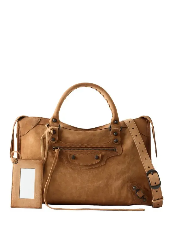 Balenciaga Le City Medium Suede Shoulder Bag - Brown