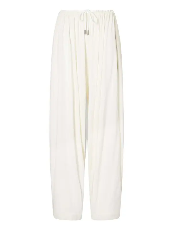 Co Gathered Satin Wide-leg Pants - Ivory
