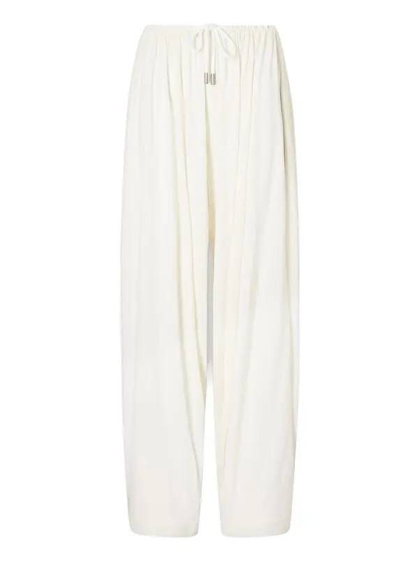 Co Gathered Satin Wide-leg Pants - Neutrals