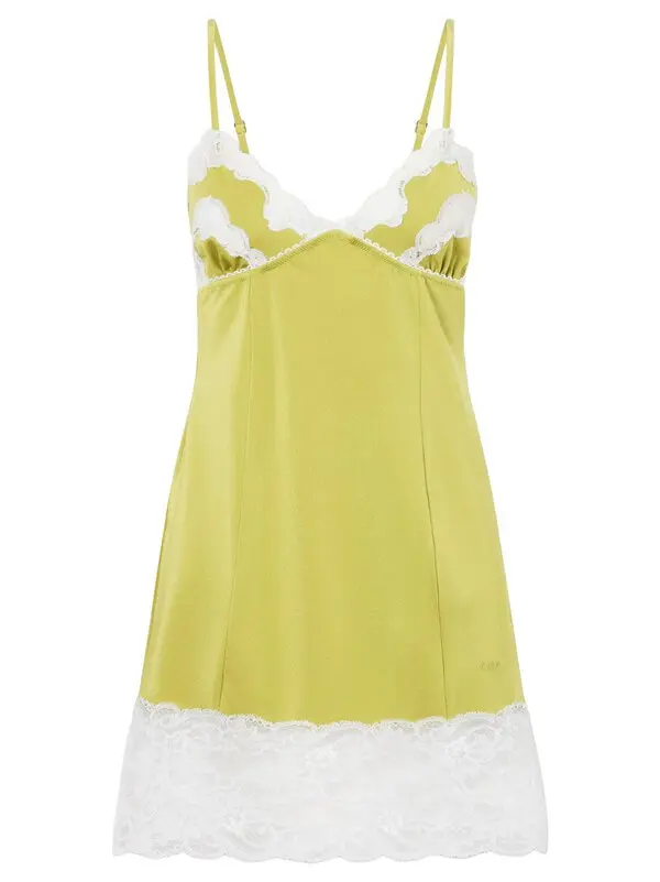 Chloé Lace-trimmed Satin Mini Dress - Yellow
