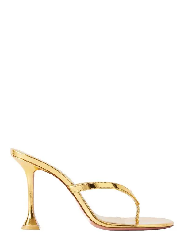 Amina Muaddi Juliette Metallic Leather Thong Sandals - Gold
