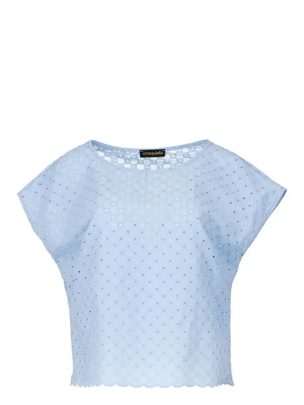CONQUISTA Sleeveless Embroidered Top - Blue