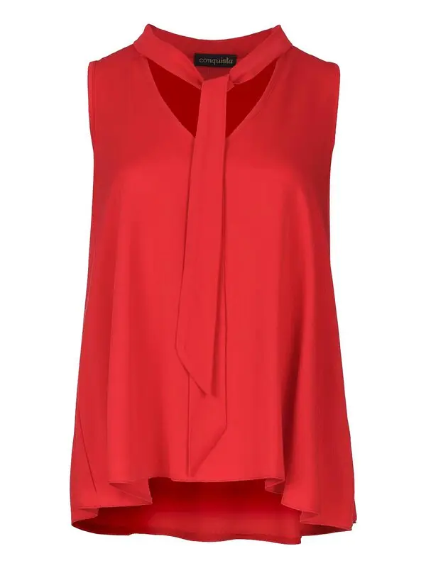 CONQUISTA Sleeveless Tie Detail Top - Red