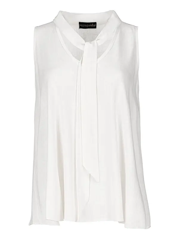 CONQUISTA Sleeveless Tie Detail Top - Beige