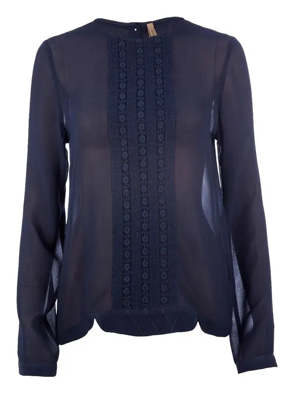 CONQUISTA Sheer Ethnic Style Top - Blue