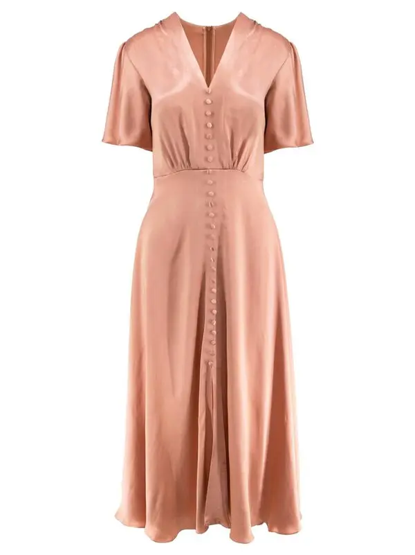 ROSERRY Brooklyn Retro Midi Satin Viscose Dress - Rose Gold