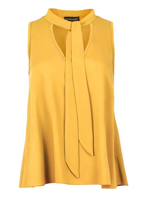 CONQUISTA Sleeveless Tie Detail Top - Orange
