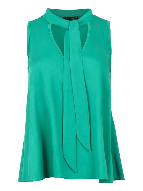 CONQUISTA Sleeveless Tie Detail Top - Green