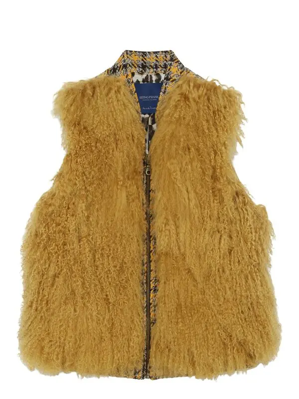 AMANDA THOMPSON COUTURE Mongolian Sheepskin Cropped Gilet - Yellow