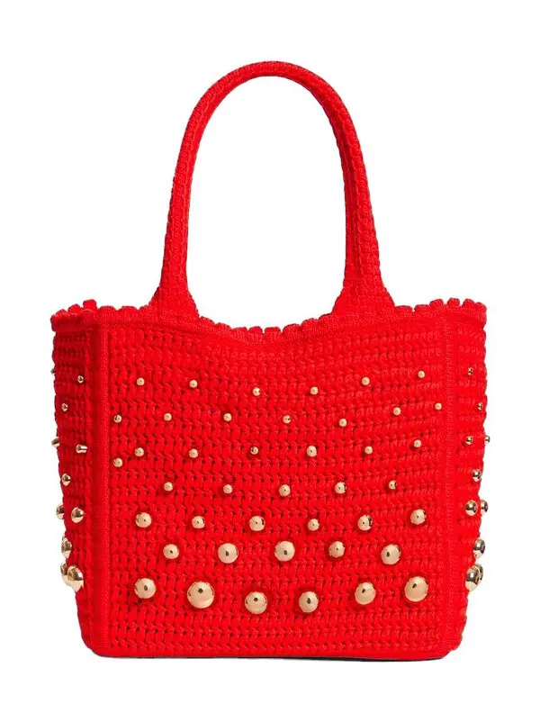 Sandro Studded Crochet Bag - Red