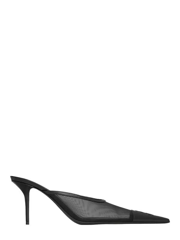 Saint Laurent Renée" Mesh Mules With Stiletto Heel And Cap Toe - Black