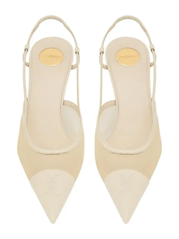 Saint Laurent Renée Slingback Pumps In Mesh - White