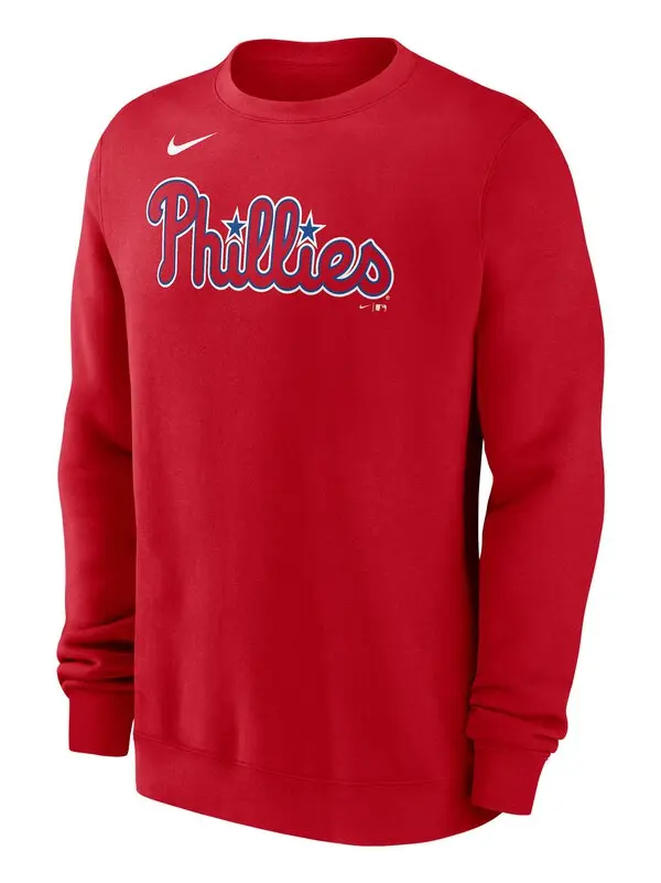 Nike Philadelphia Phillies Wordmark Pullover Crew - Red