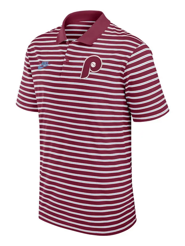 Nike Philadelphia Phillies Cooperstown Striped Victory Dri-fit Mlb Polo - Red