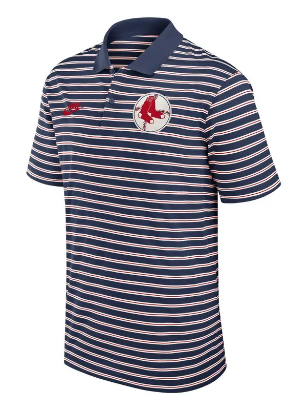 Nike Boston Red Sox Cooperstown Striped Victory Dri-fit Mlb Polo - Blue