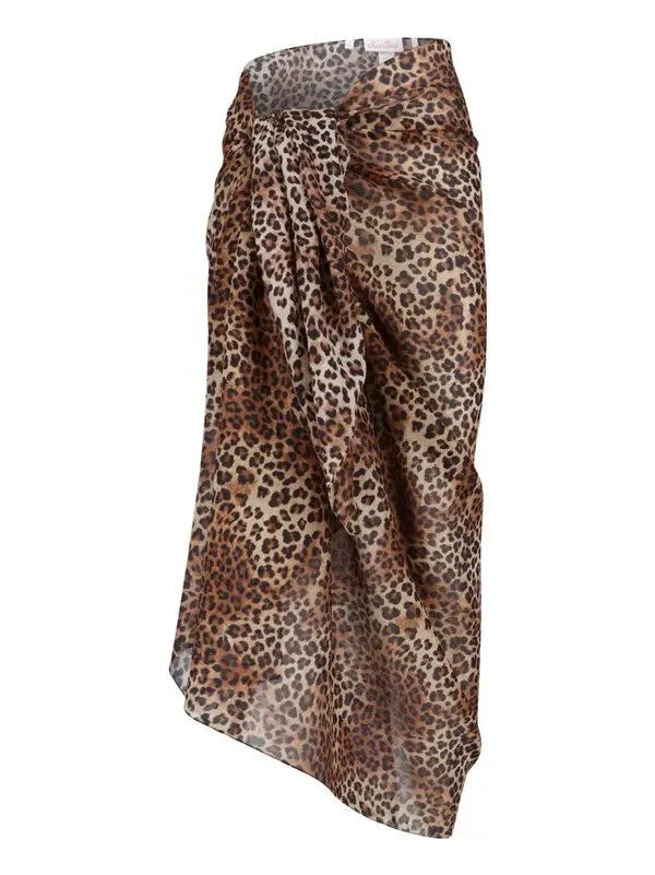MC2 SAINT BARTH Midi Animal Print Skirt - Brown