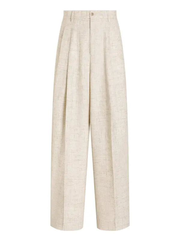 Dolce & Gabbana Tweed-effect Linen And Viscose Trousers - Multicolor