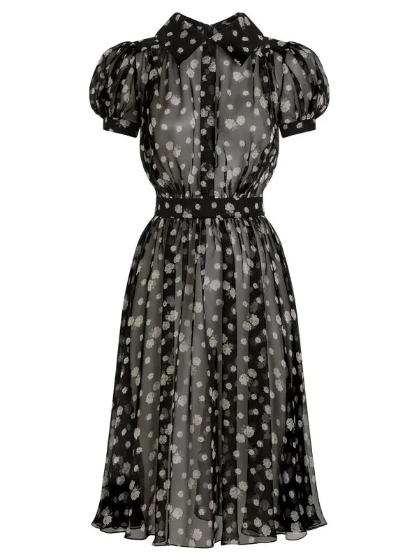 Dolce & Gabbana Small Rose And Polka Dot-print Chiffon Dress - Multicolor