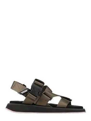 GANNI Military Textile Fiber Technical Sandals - Green