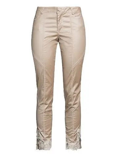 ELISA CAVALETTI BY DANIELA DALLAVALLE Taupe Cotton Blend Pants With Lace Trim - Grey