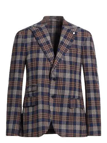 LUIGI BIANCHI MANTOVA Blazer Size Wool, Cotton, Polyamide, Polyester, Acrylic - Blue
