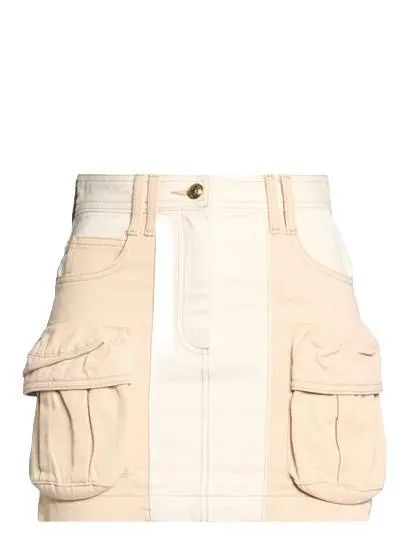 Liu Jo Two-tone Denim Mini Skirt With Leather Trims - Beige