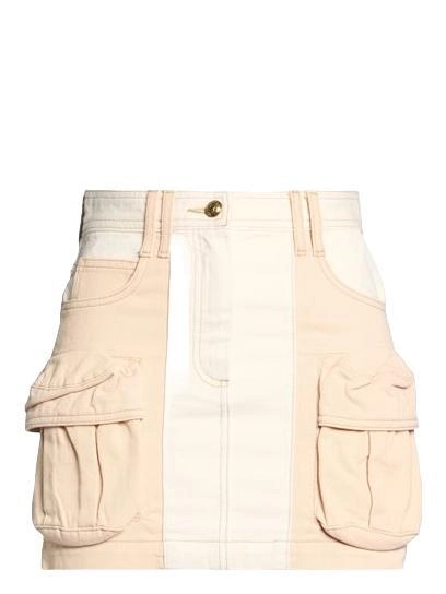 Liu Jo Two-tone Denim Mini Skirt With Leather Trims - Sand