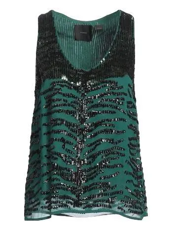 Pinko Embellished Crepe Sleeveless Crewneck Top - Green