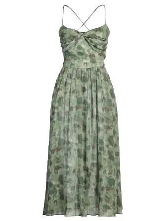 DEPARTMENT 5 Military Ramie Midi Dress With Camouflage Print - Green