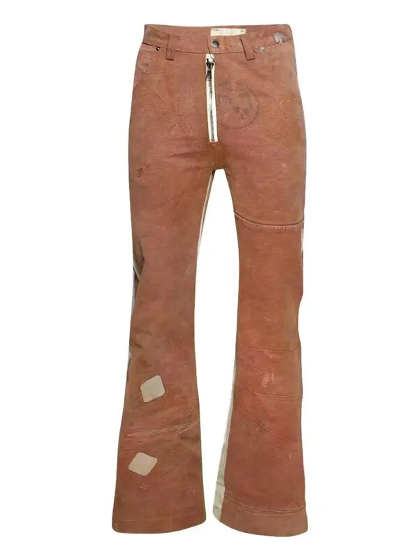 SEKRIT Flared Western Jeans - Brown