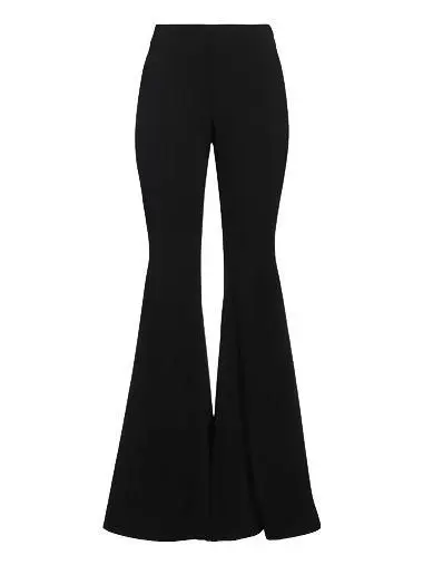 Amen Flared Polyester Crepe Trousers - Black