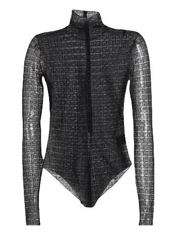Givenchy Long-sleeve Mesh Bodysuit With Crystal Embellishments - Black