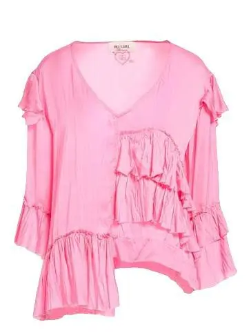 BLUGIRL Viscose Ruched Long Sleeve Top - Pink