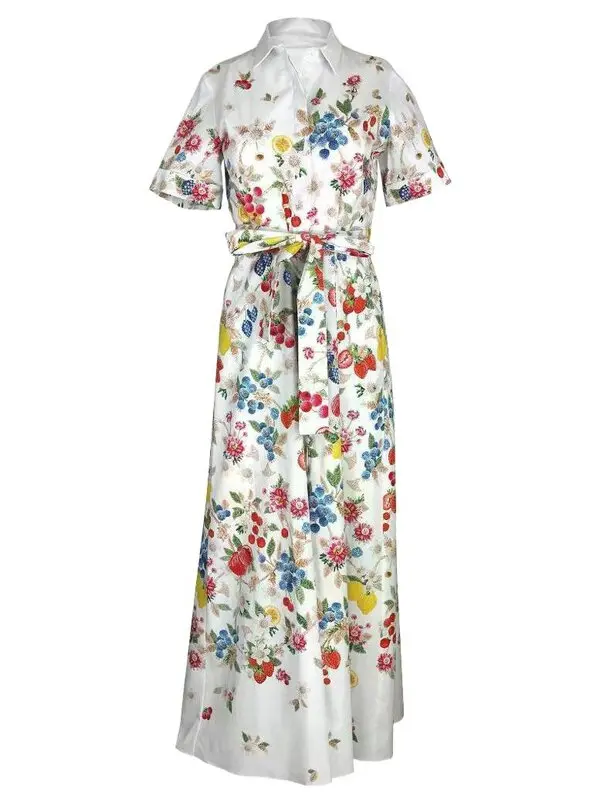 MARY KATRANTZOU Fruit Print Belted Maxi Dress - White