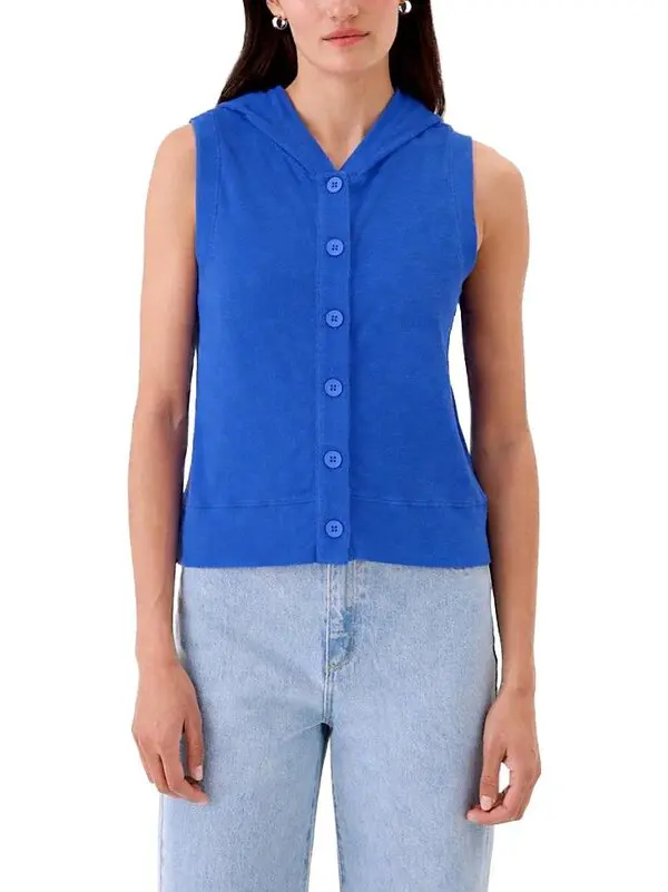 Goldie LeWinter Sleeveless Button-front Hoodie - Sea