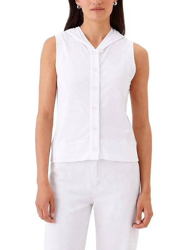 Goldie LeWinter Sleeveless Button-front Hoodie - White