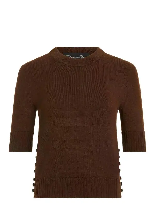 Oscar De La Renta Button-detail Mock Neck Pullover - Brown