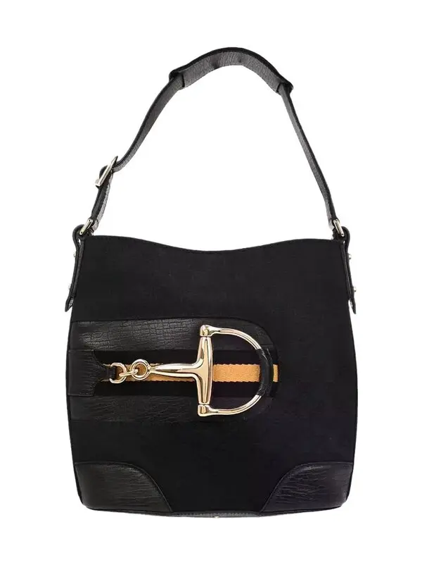Gucci Horsebit Gg Shoulder Bag - Black