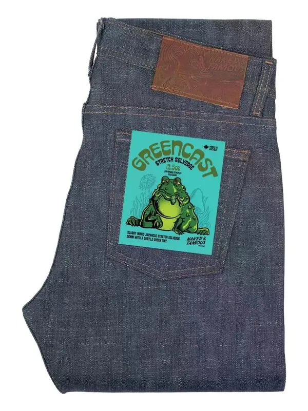 Naked & Famous Denim Weird Guy Greencast Stretch Selvedge Jeans - Blue