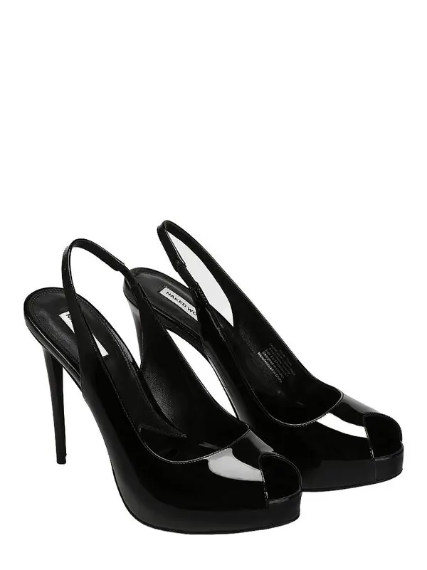 NAKED WOLFE River Peep-toe Slingback Heels In Patent Leather - Black