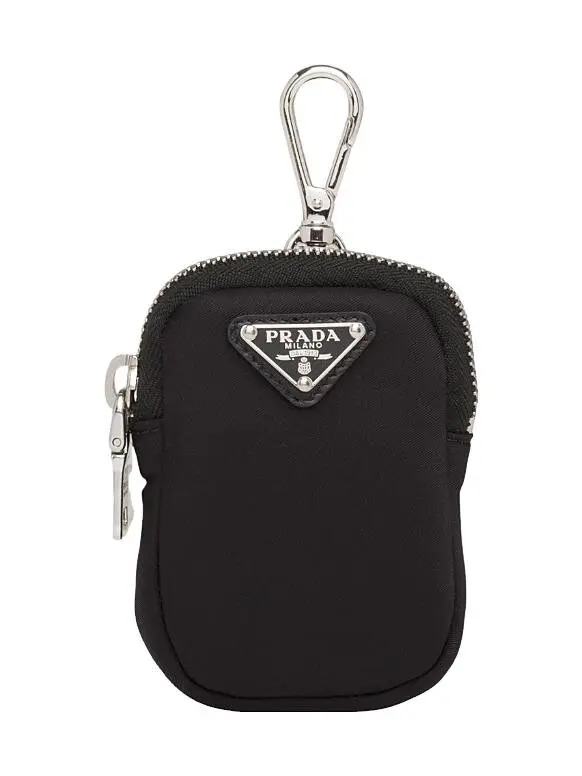 Prada Re-nylon Mini Pouch With Keychain - Black
