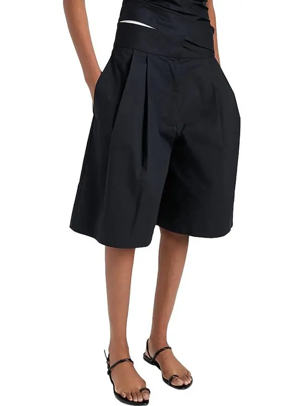 Proenza Schouler White Label Clio Poplin Bermuda Shorts - Black